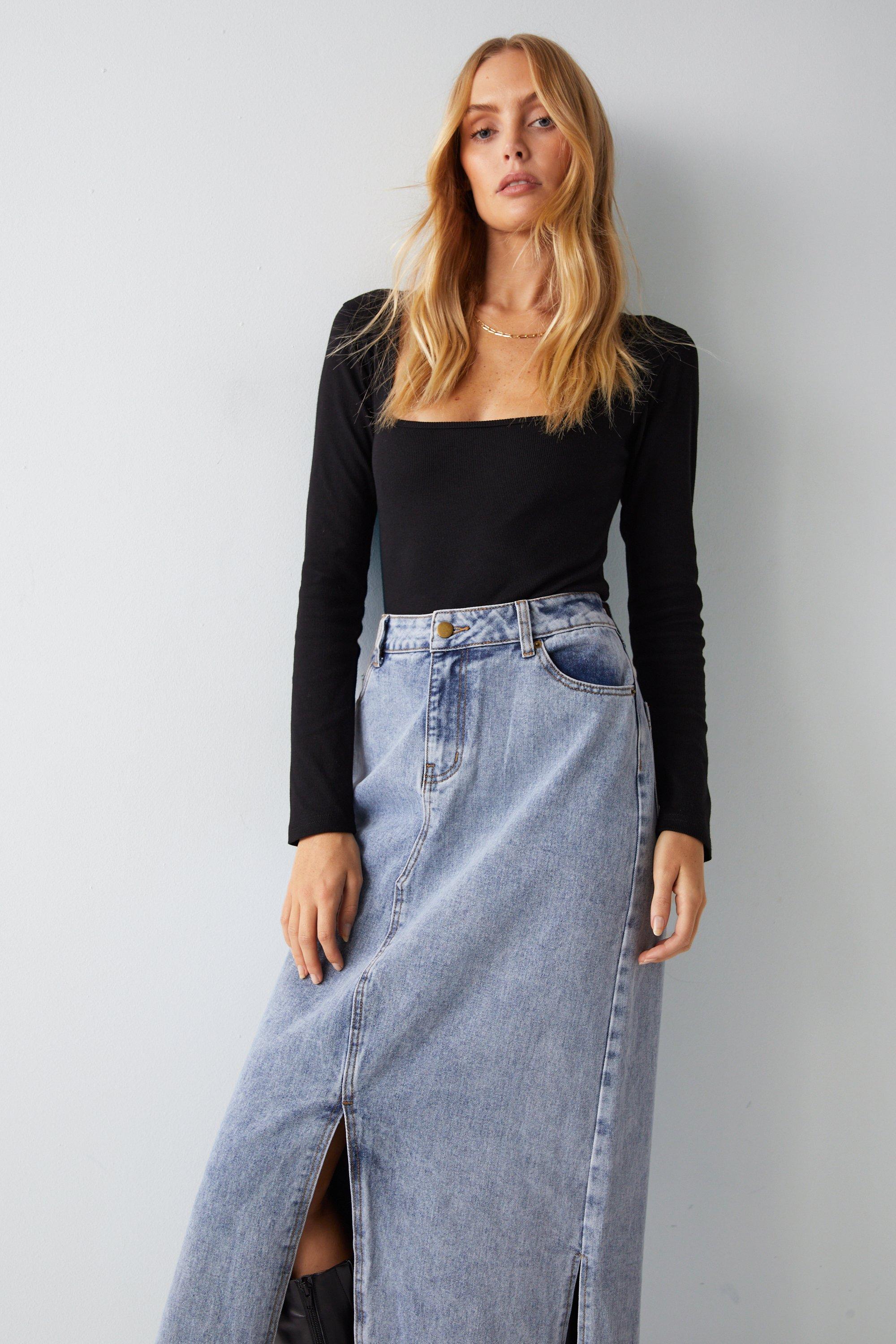 Square Neck Ribbed Bodysuit