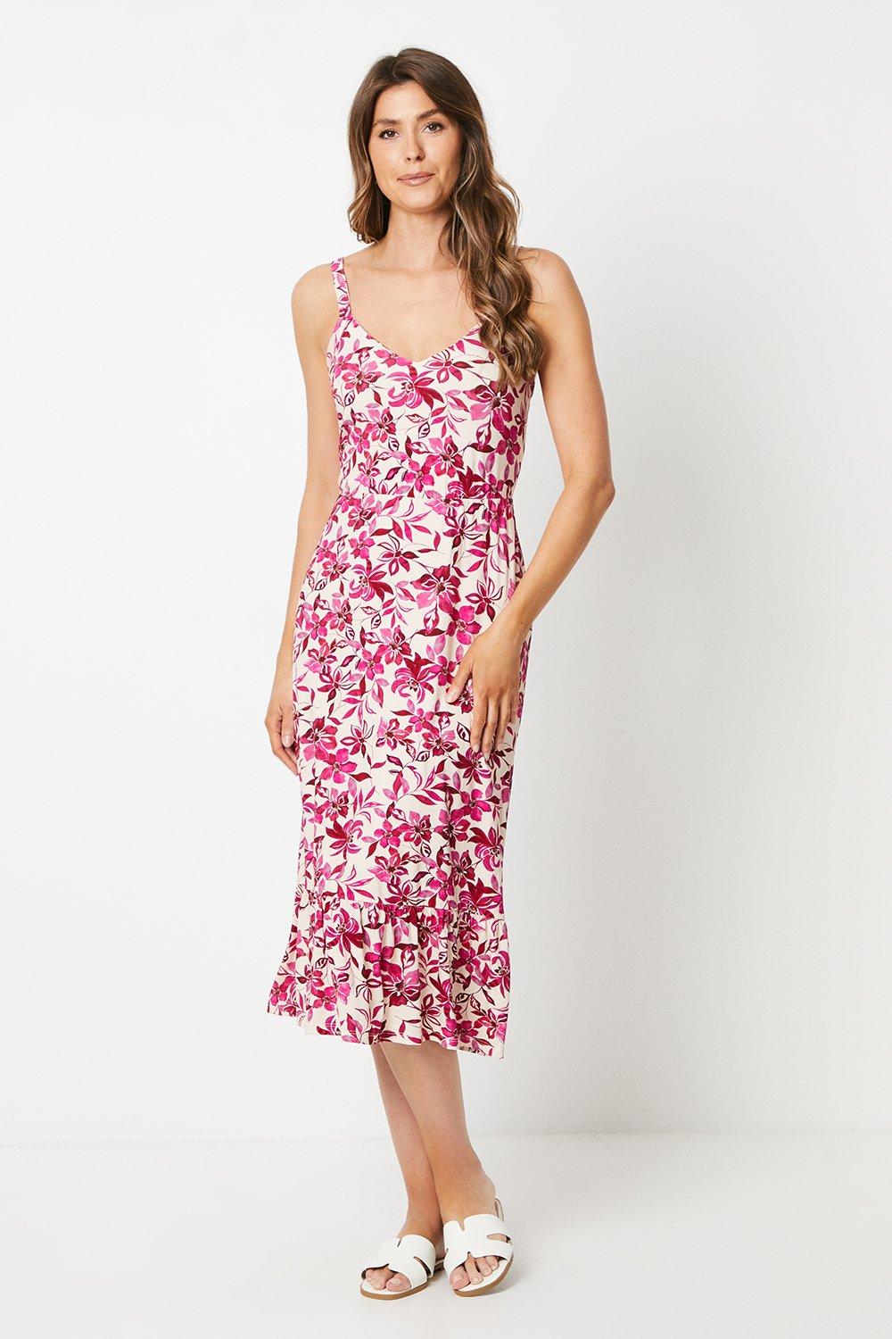 Floral Jersey Strappy Midi Sundress