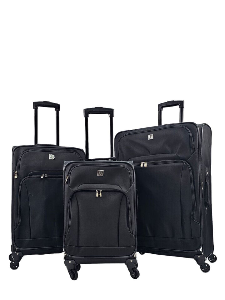Black Lightweight Suitcases 4 Wheel Luggage Travel Cases Soft Bags ...