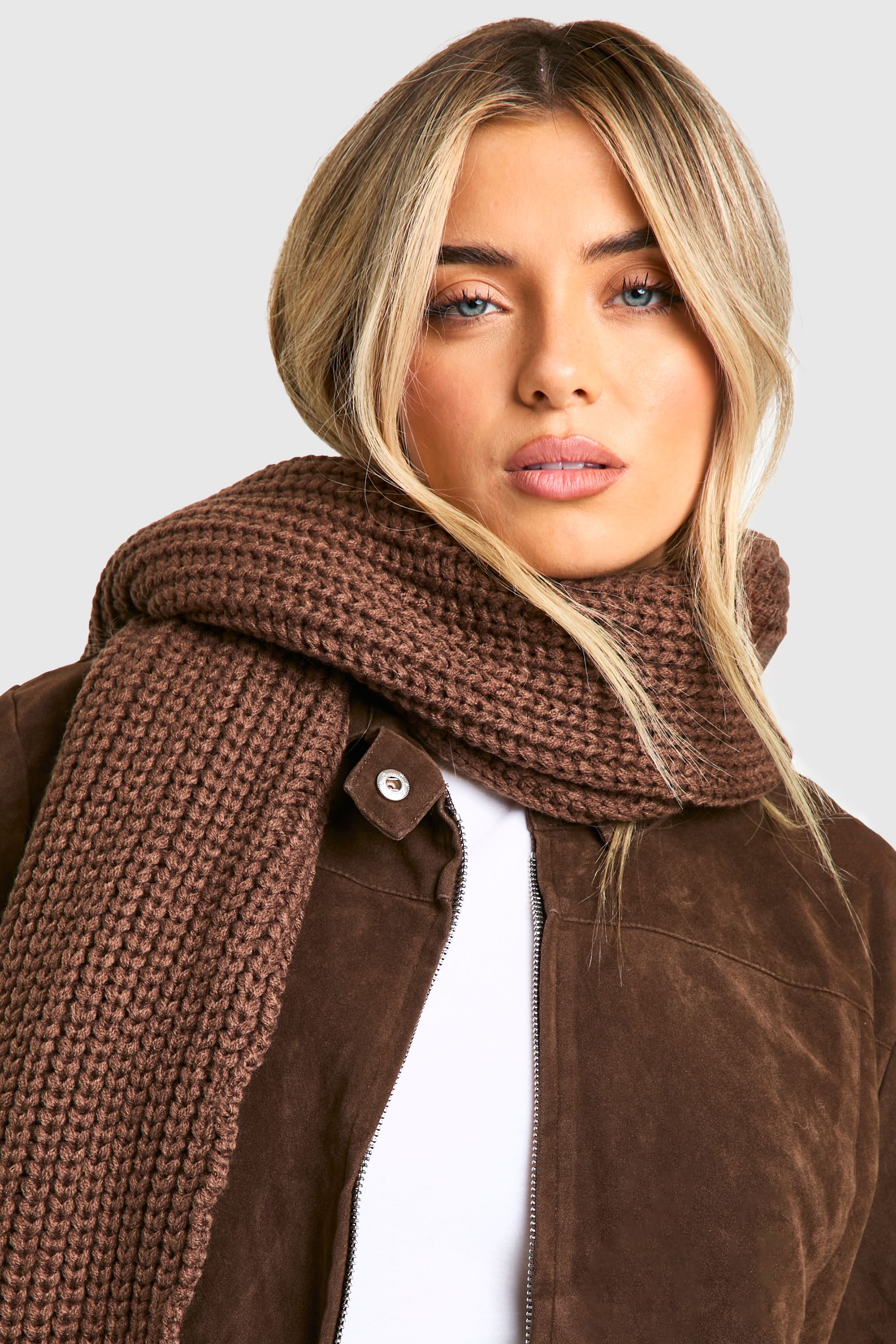 Chunky Ribbed Knit Long Scarf