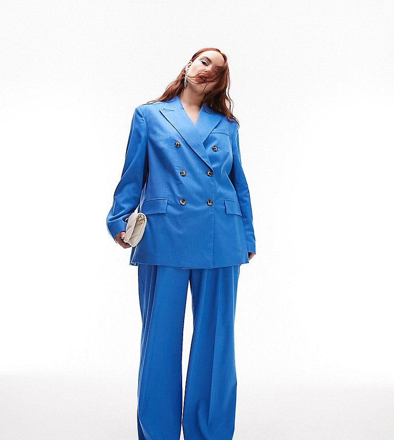 Topshop Curve blazer in blue tonic