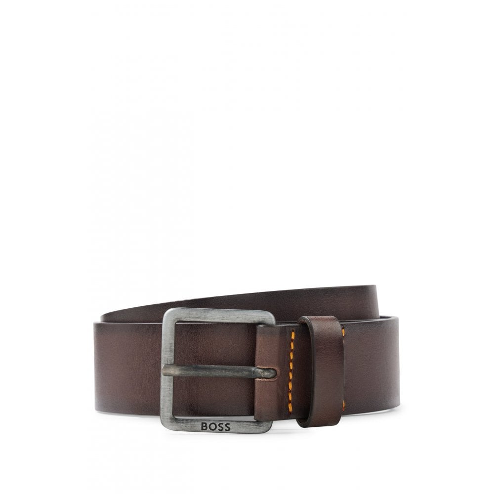 BOSS Orange Jeeko Mens Leather Belt With Logo Buckle