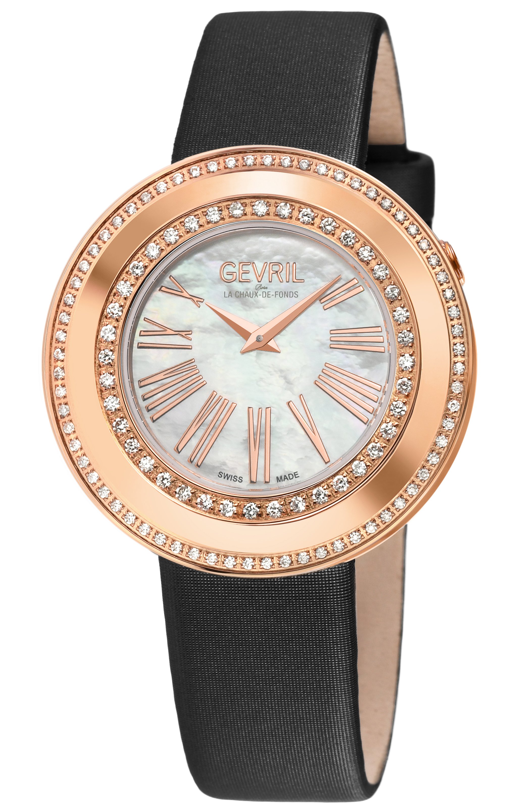 Gevril Women's Gandria Swiss Diamond White MOP Dial, Genuine Italian ...