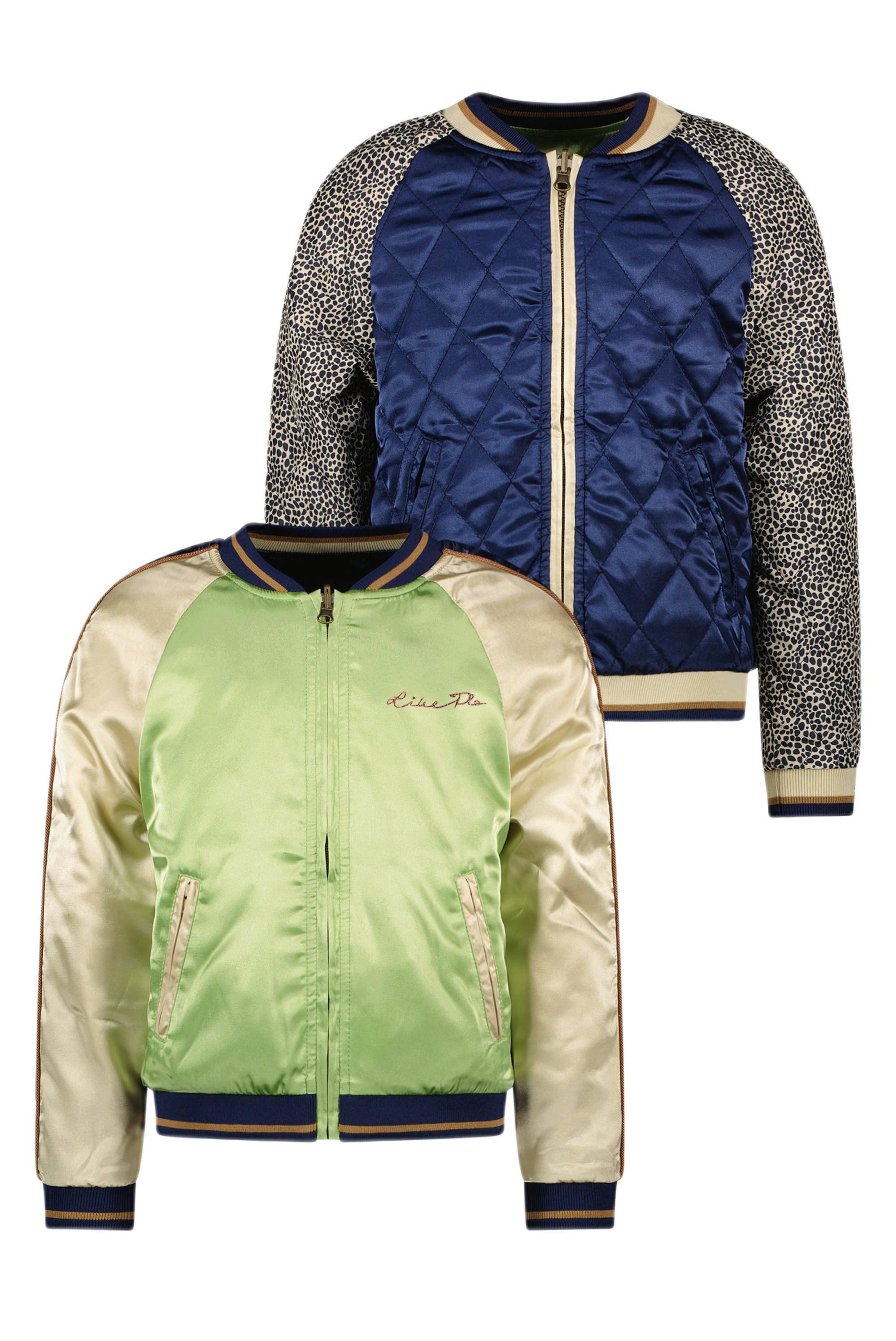 Like Flo satijnen bomberjack zomer groen/beige/blauw