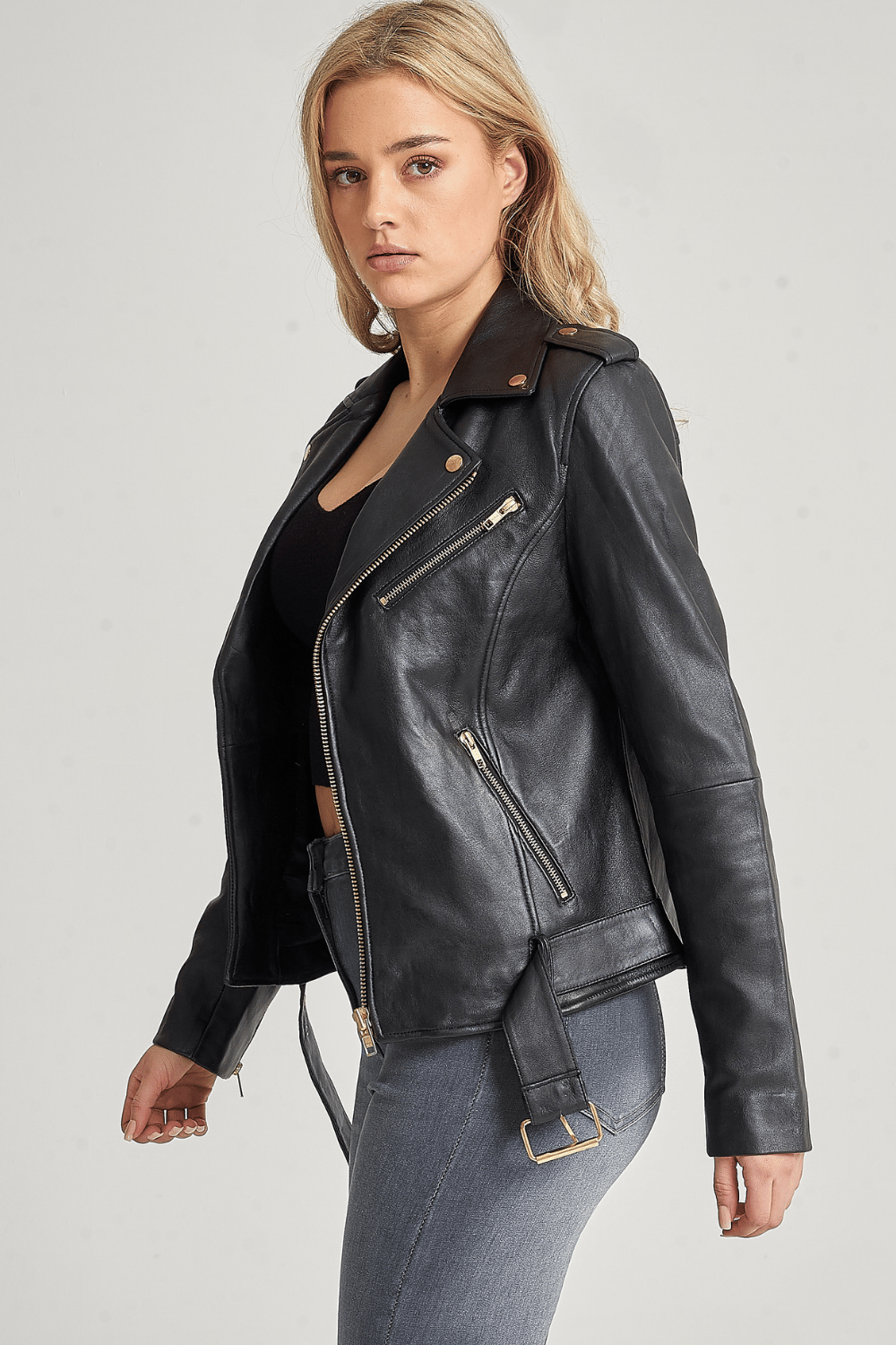 BARNEY & TAYLOR Asymmetric Leather Biker