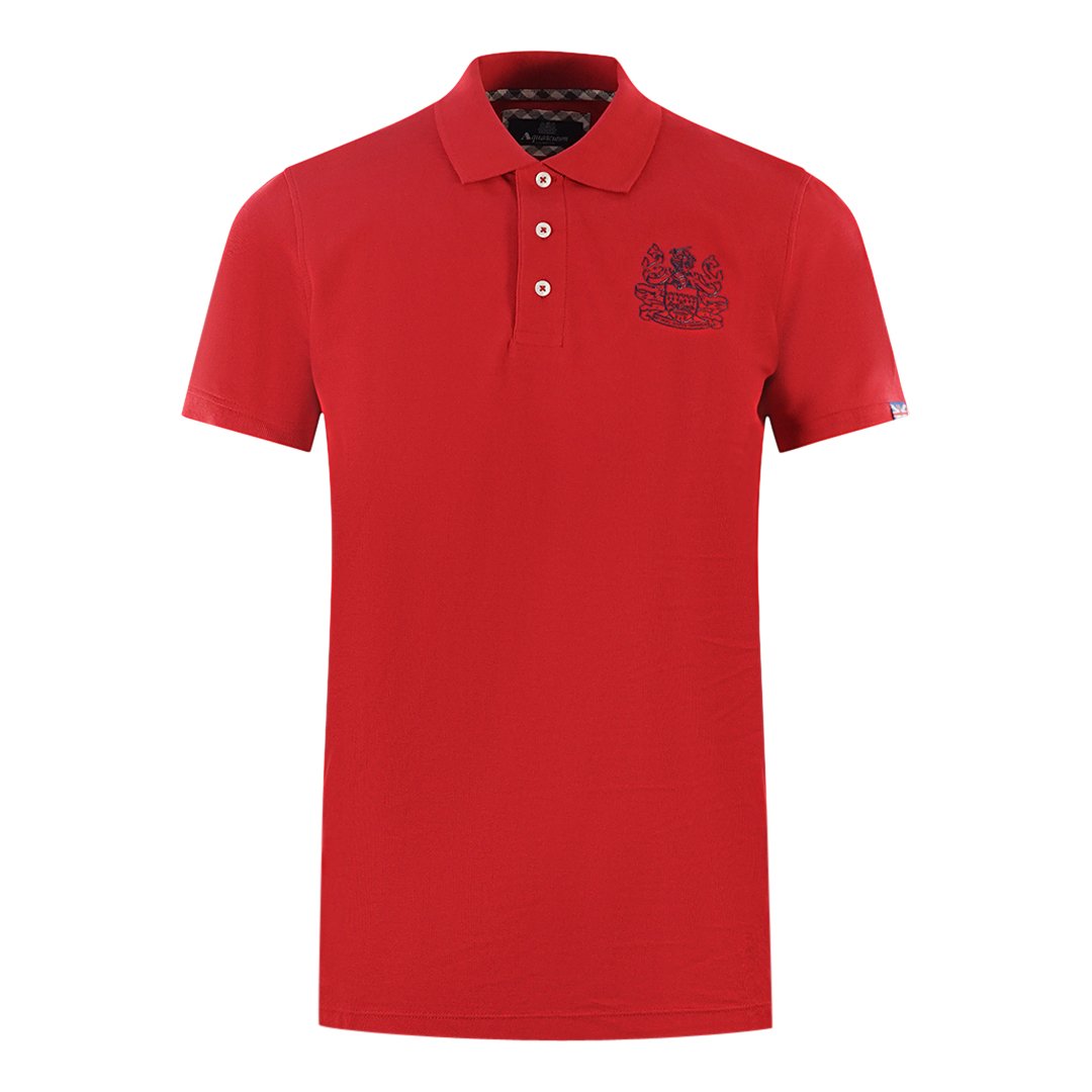 Aquascutum Branded Sleeve Red Polo Shirt