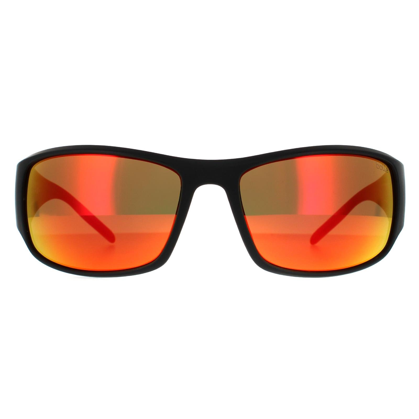 Bolle Wrap Mens Black Metal Red Brown Fire Sunglasses