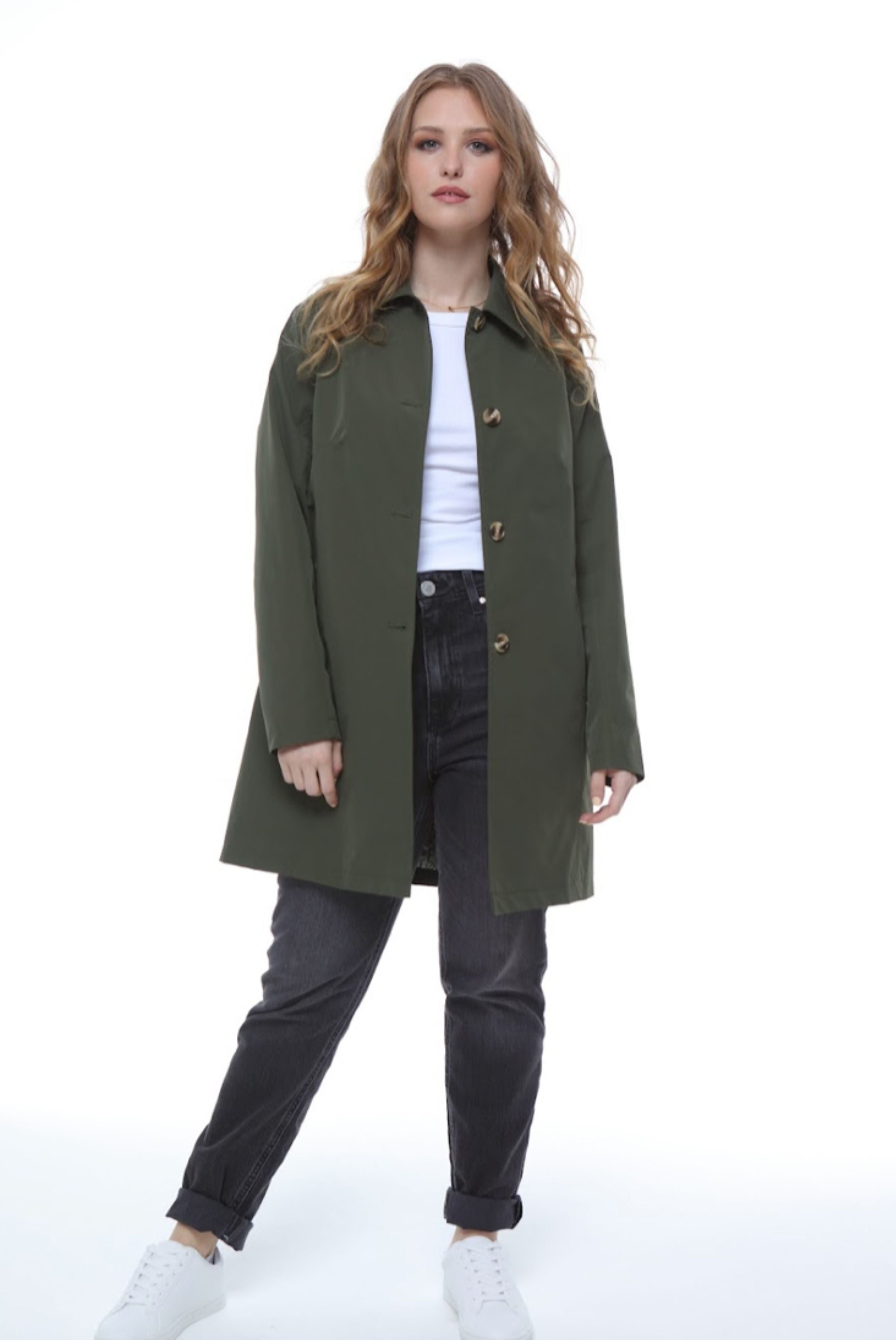 Jennifer Single Breasted Basic Mac in Forest Night Green