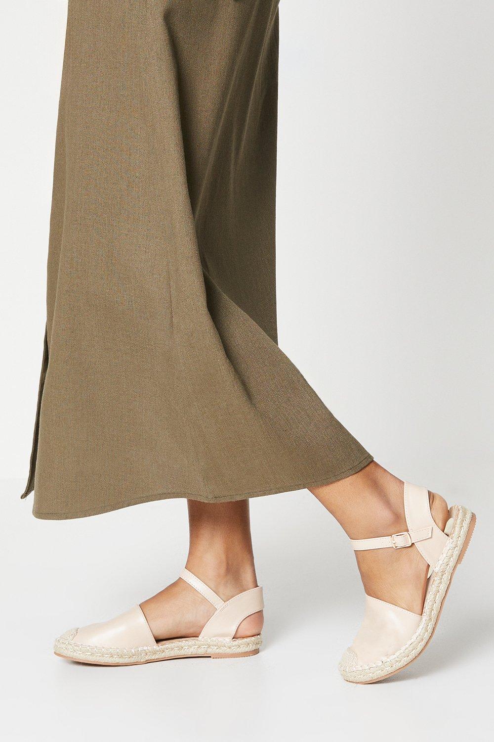 Bea Open Back Closed Toe Espadrille Flat Shoes