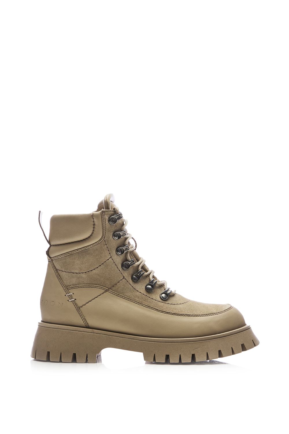 'Sh Anello' Beige Leather Lace Up Boots
