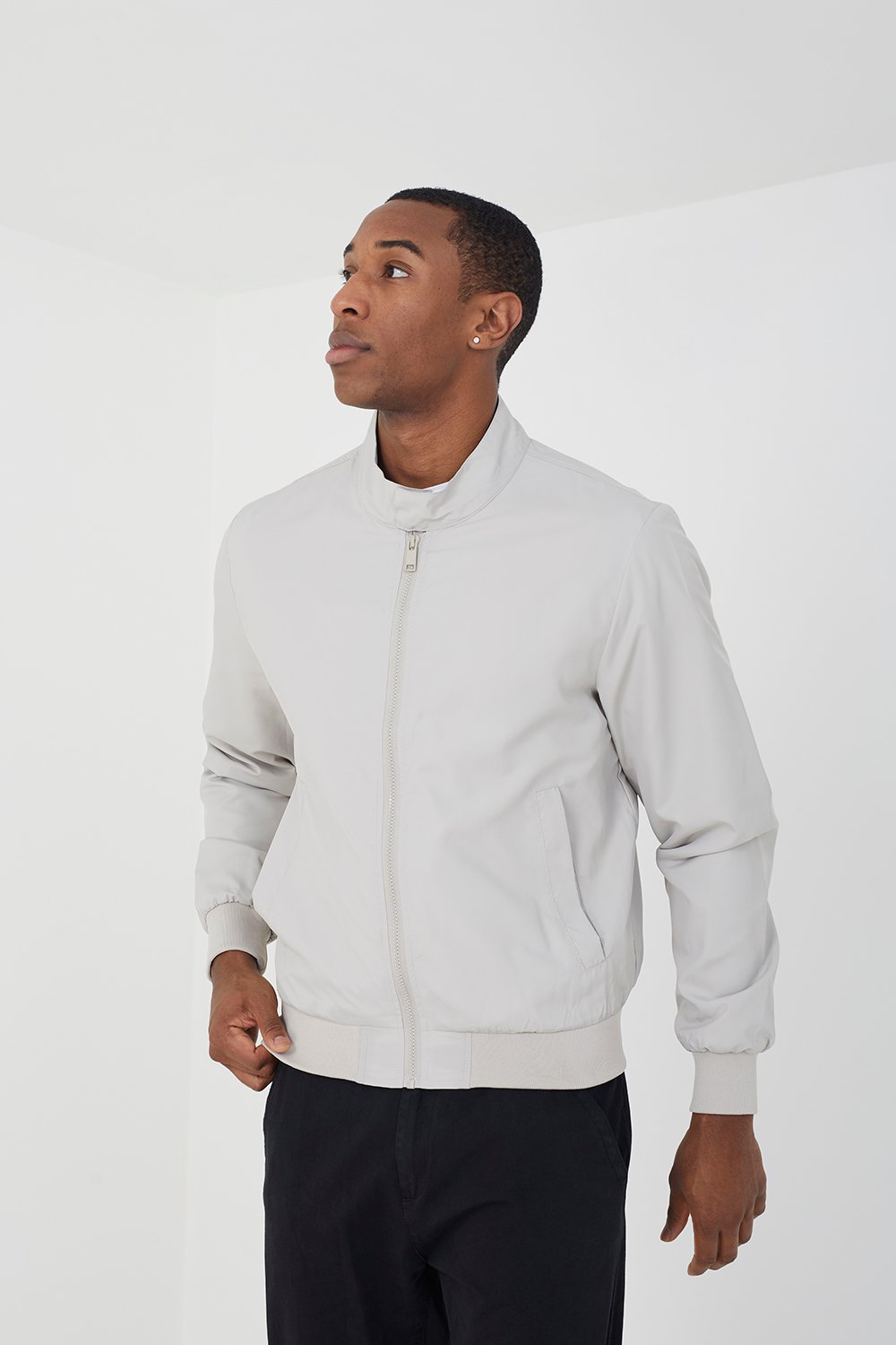 Stone 'Cumbria' Funnel Neck Harrington Jacket