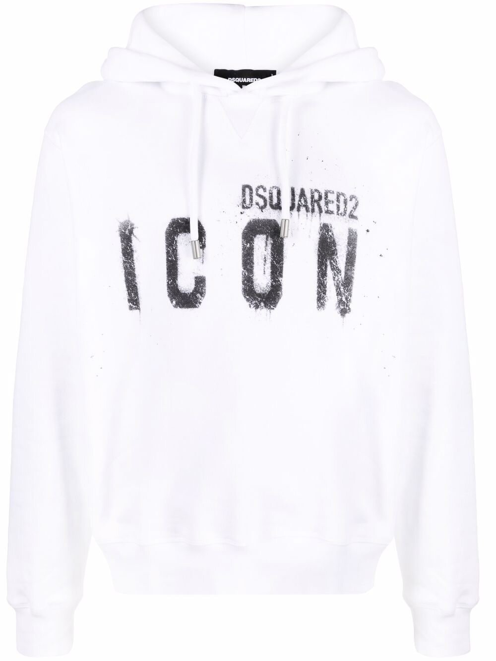 Dsquared2 Icon Paint-splatter Cotton Hoodie White