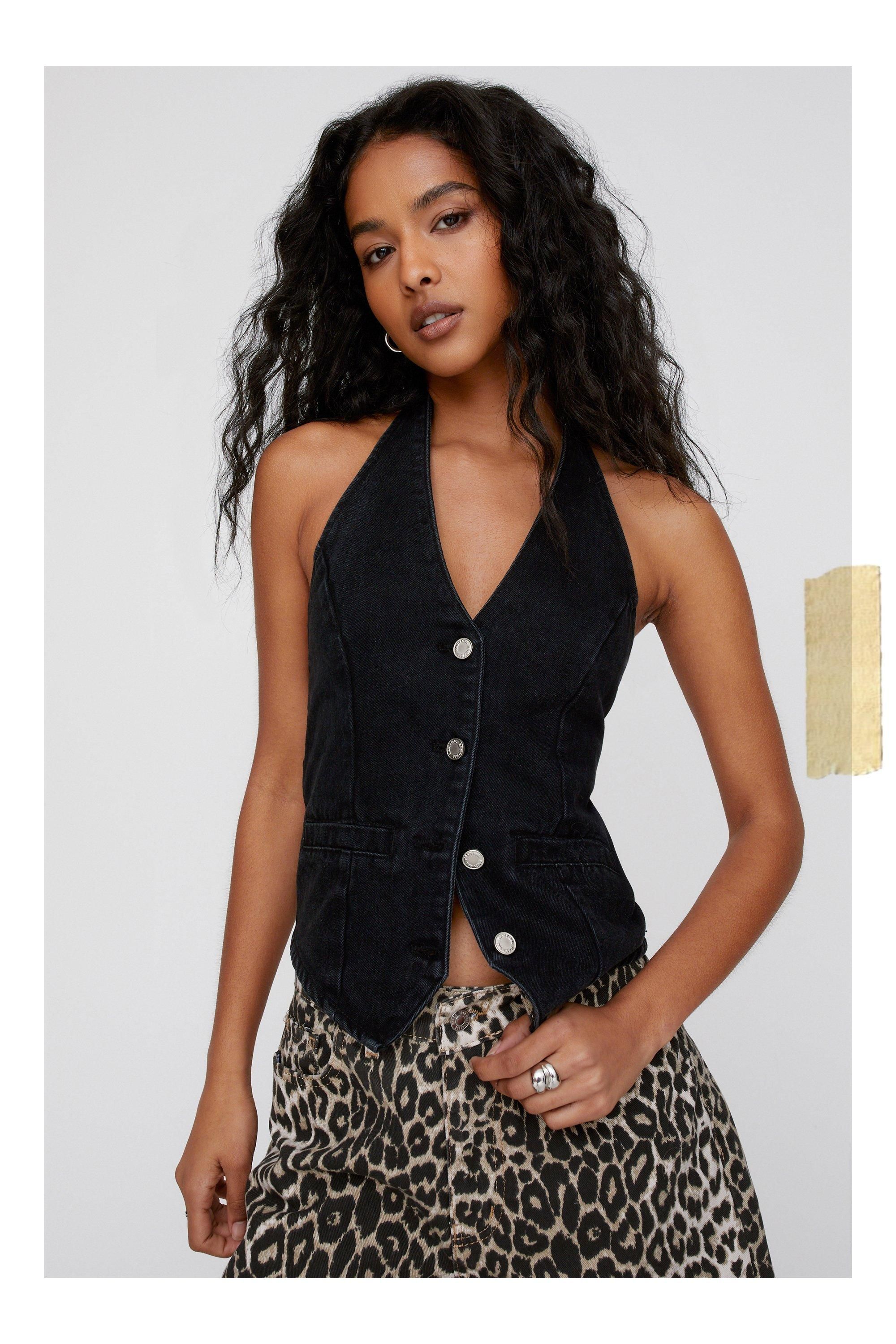 Denim Backless Waistcoat