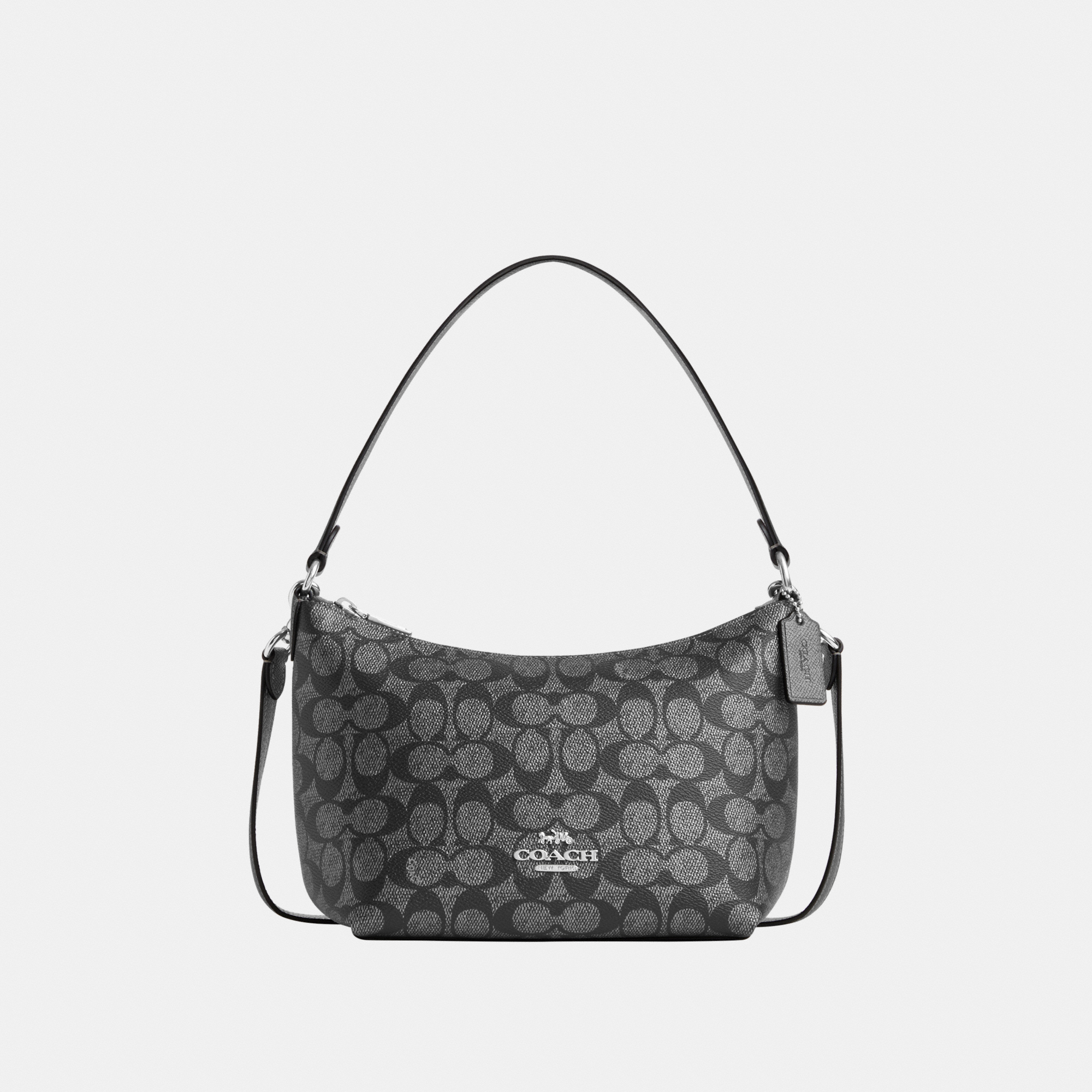 Zip Top Shoulder Bag in Metallic Signature Canvas