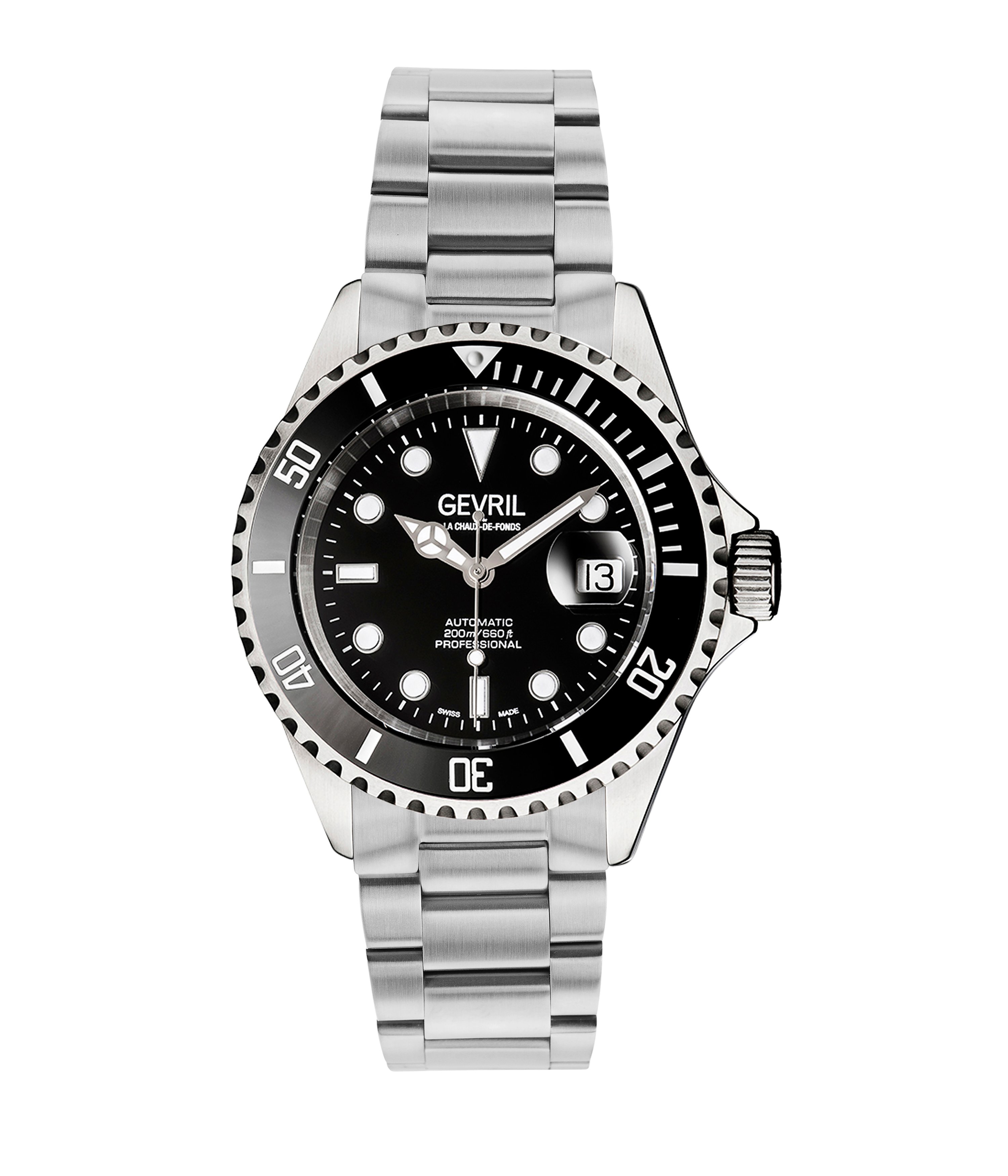 Gevril Men's Wall Street 4850A Swiss Automatic, SW220 Stainless Steel ...