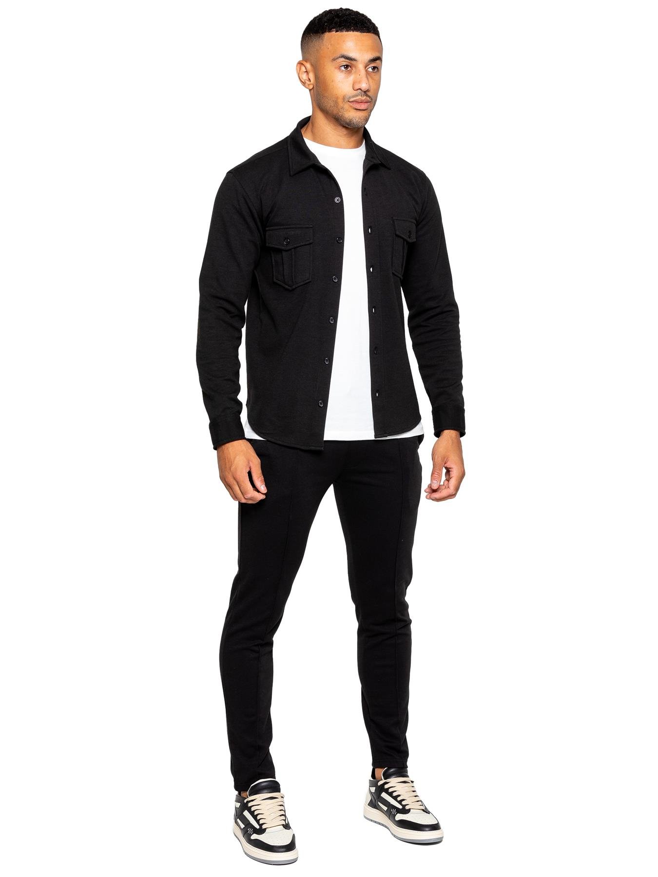 Enzo | Mens Overshirt Tracksuit Set - Black
