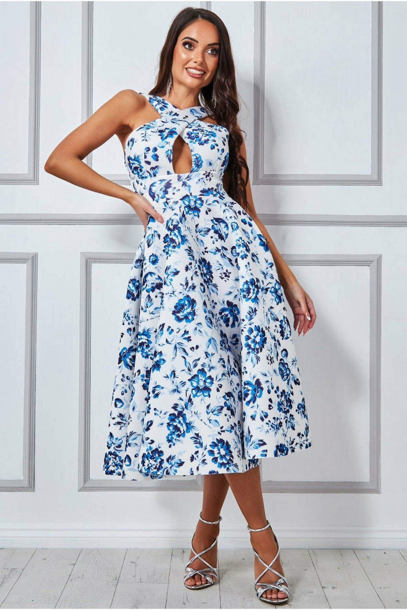 Crossover Keyhole Midi Dress