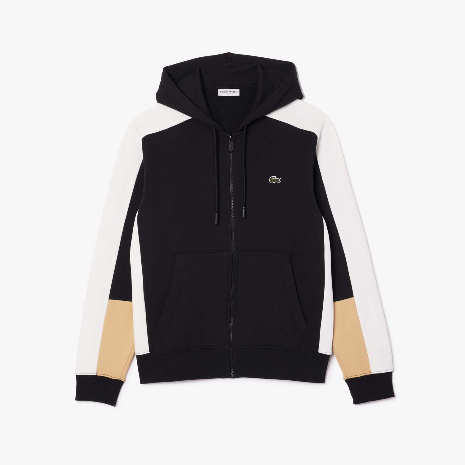 Men's Lacoste Zip-Up Colour Block Hoodie in Multi colour