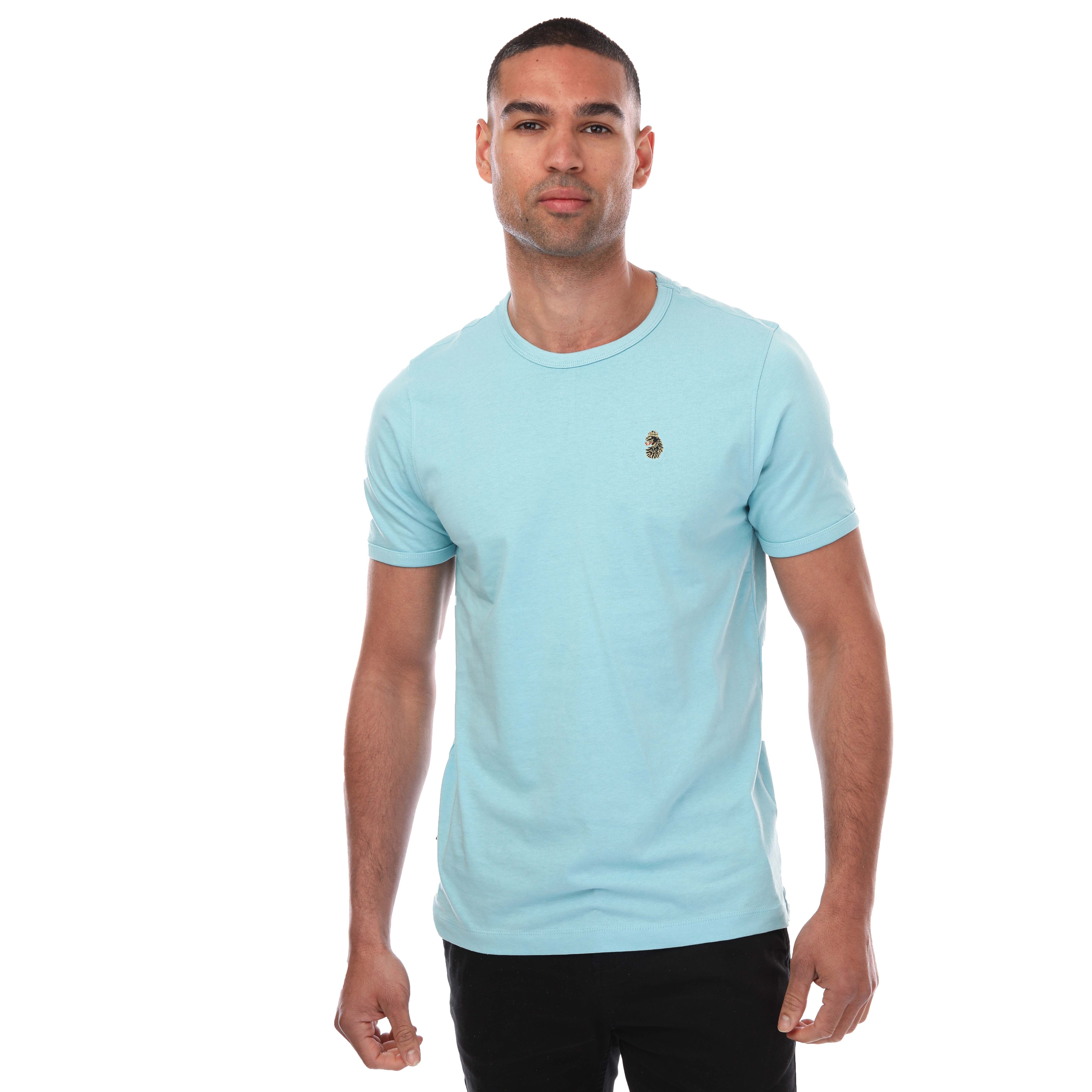 Men's Luke 1977 Trouser Snake Crew T-Shirt in Light Blue