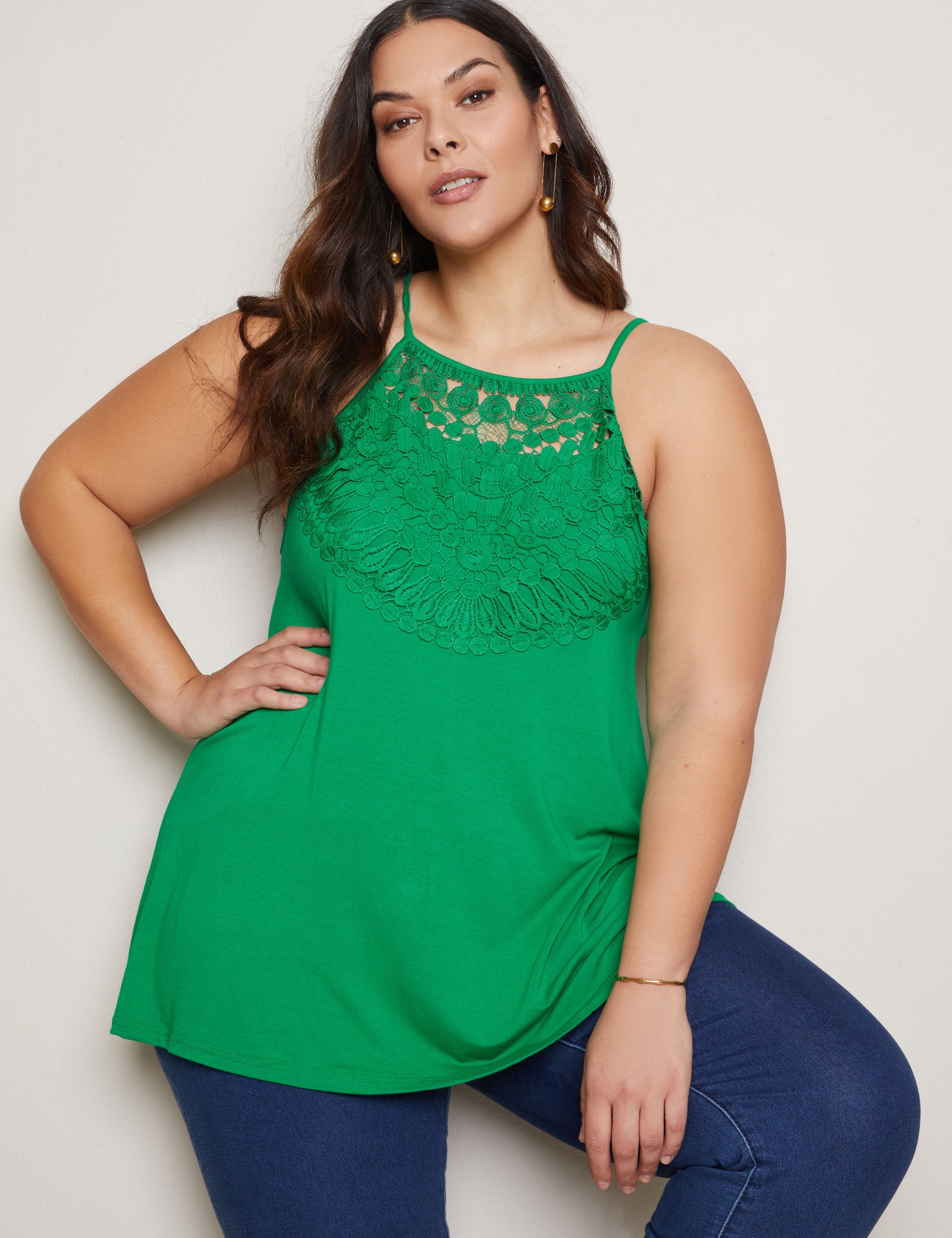 Womens Autograph Strappy Lace Trim Knitwear Top - Plus Size