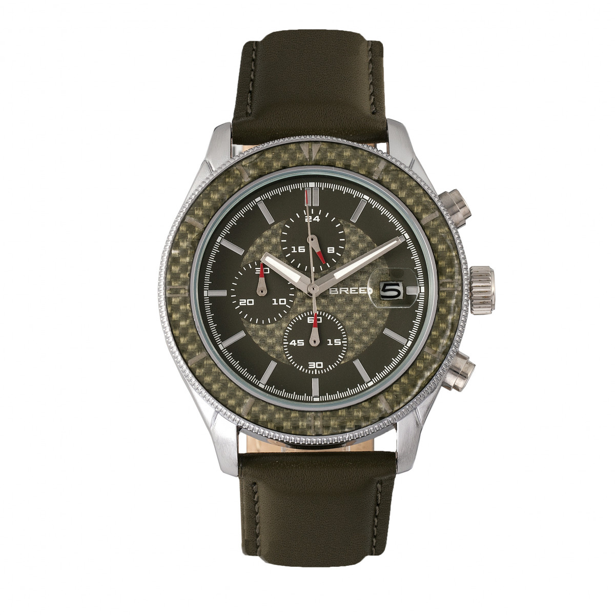 Breed Maverick chronograaf horloge met leren band en datum