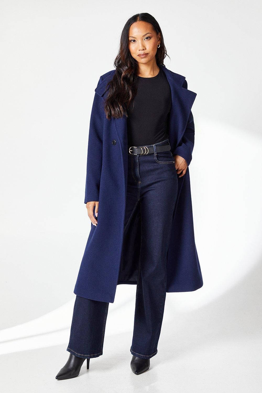 Funnel Neck Belted Wrap Coat