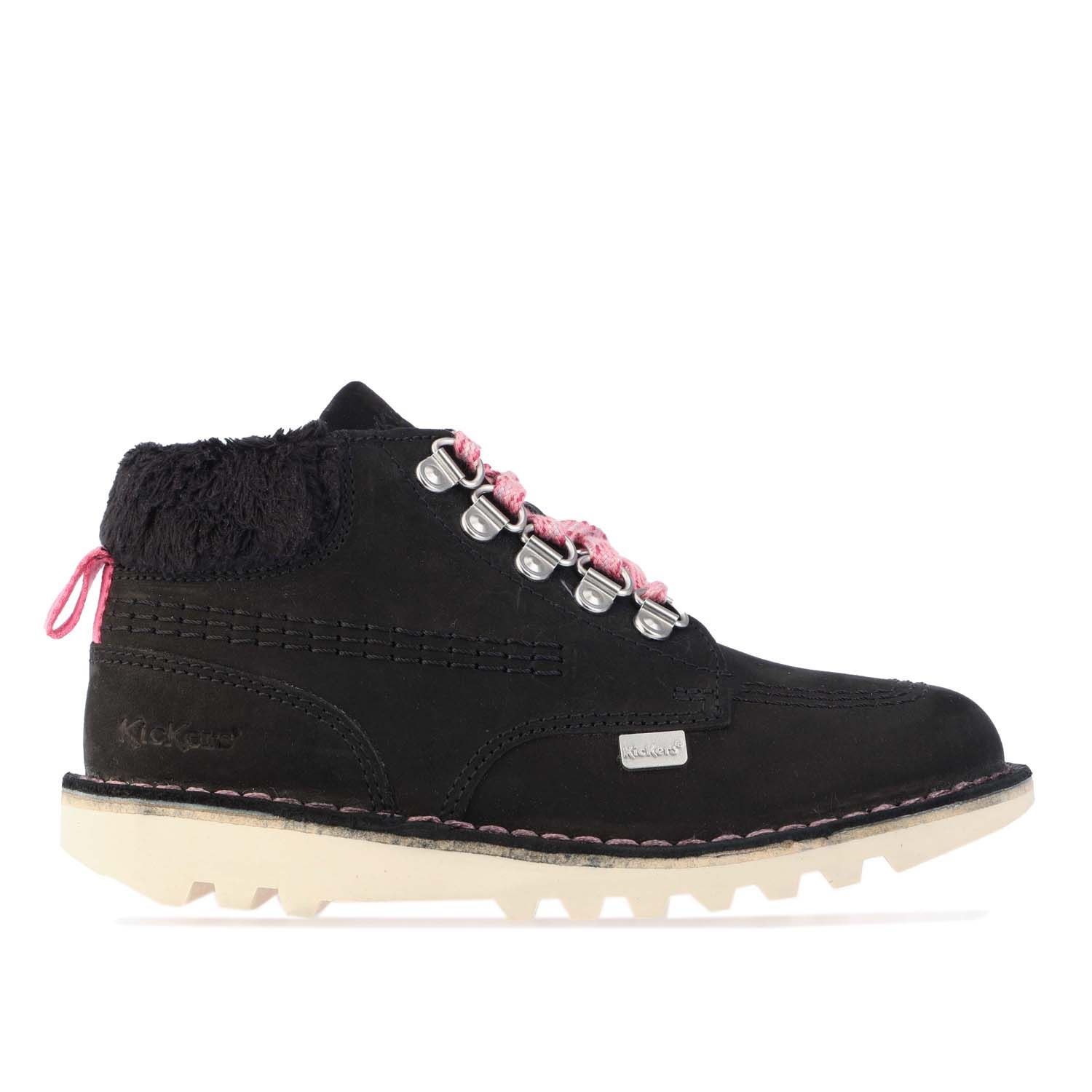 Girl's Kickers Children Kick Hi Winter Nubuck Boots in Black