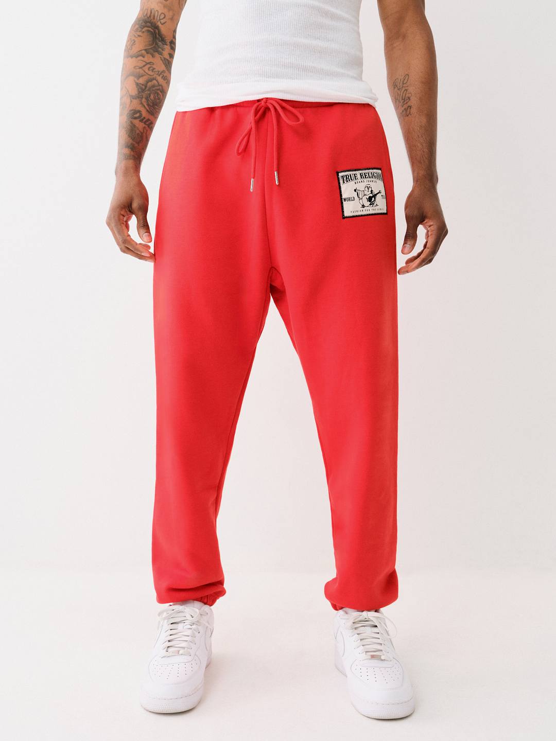 Relaxed Ladder Applique Jogger in Red