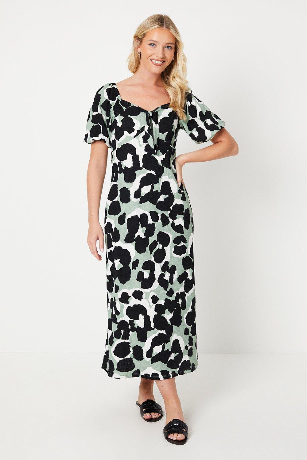 Animal Knot Front Detail Midi Dress
