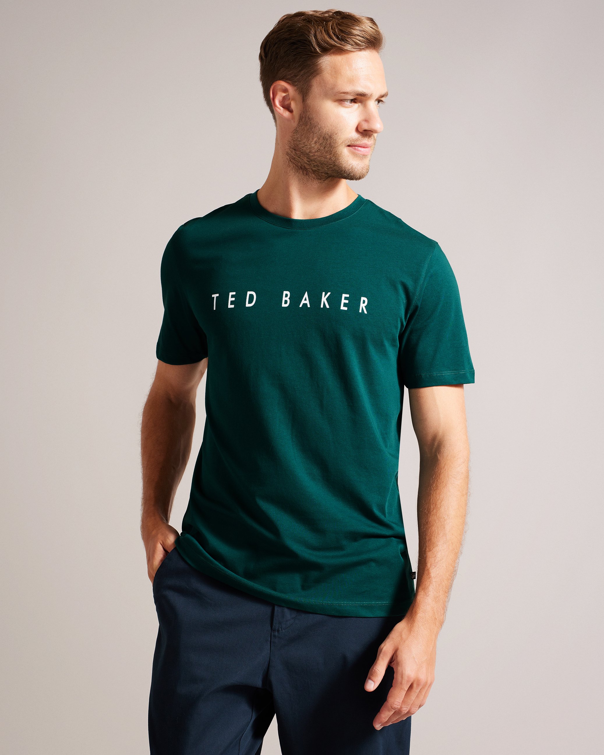 Ted Baker Broni Short-Sleeved Branded T, Dark Green