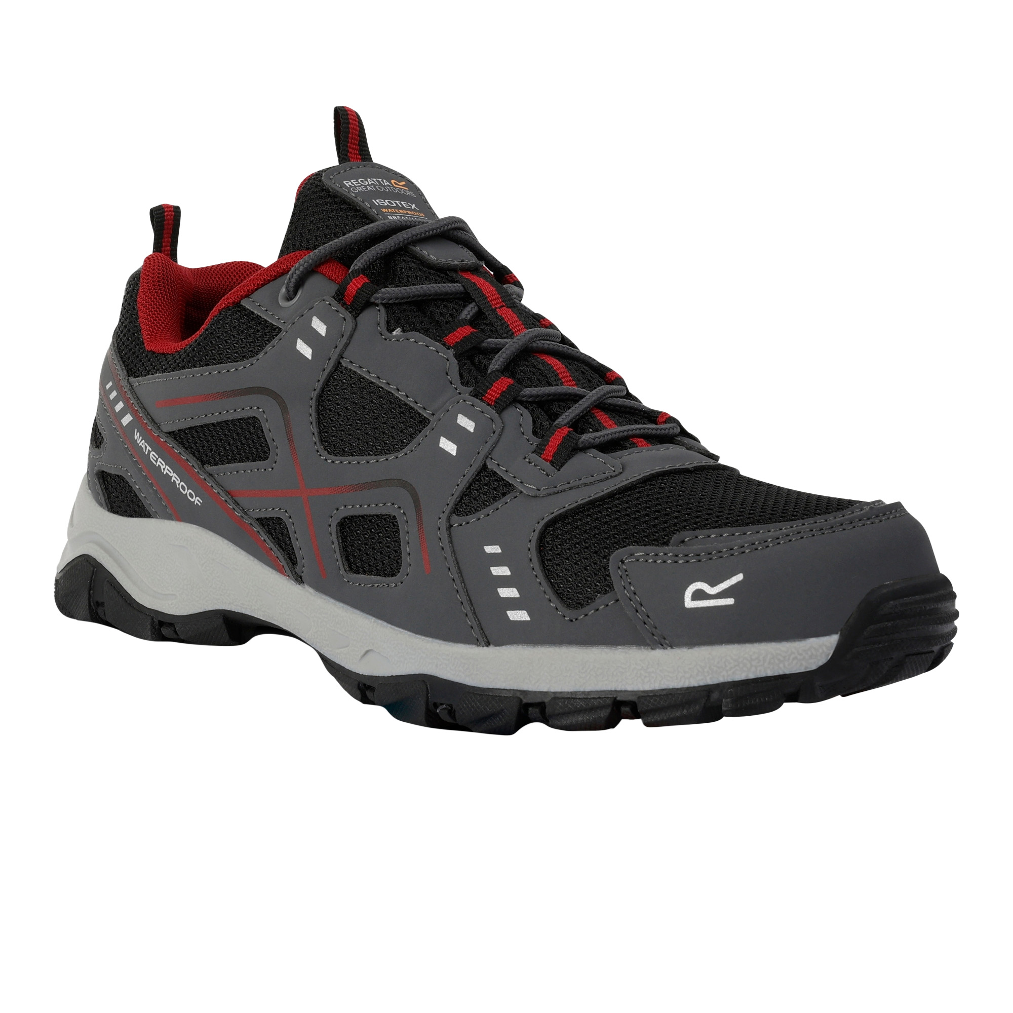 Regatta Mens Vendeavour Waterproof Walking Shoes (Granite/Rio Red)