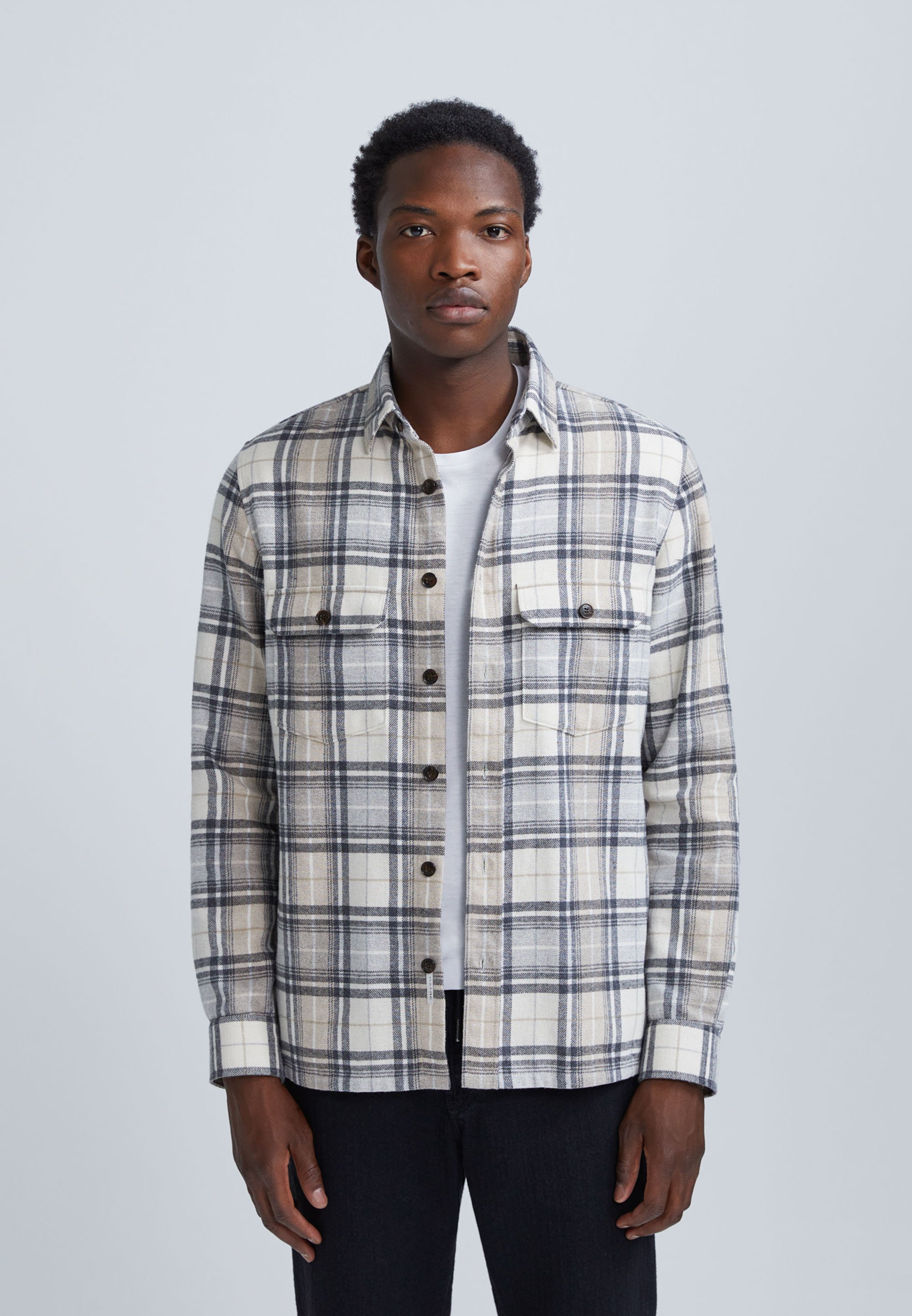 Button Fastening Checked Overshirt
