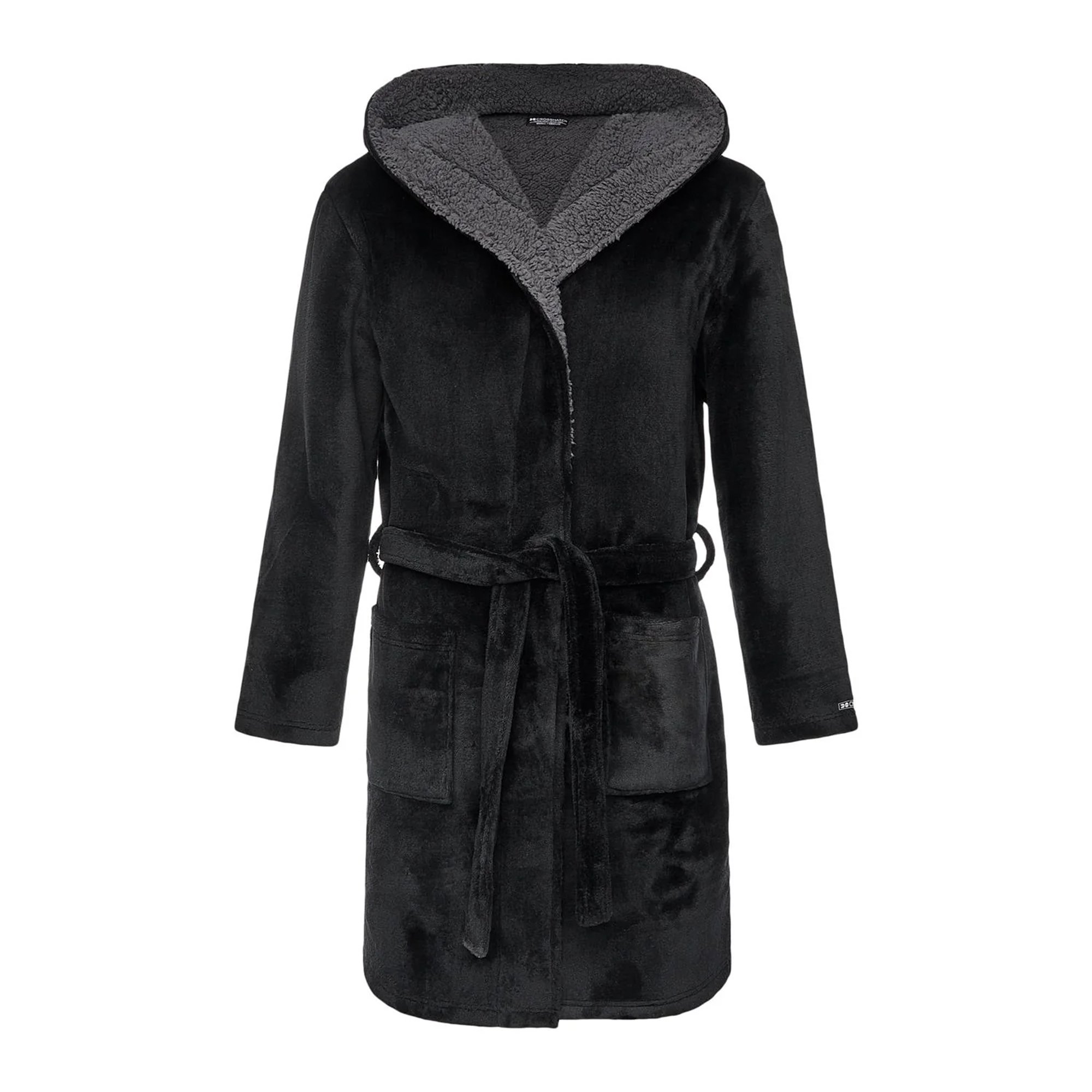 Crosshatch Mens Mantous Fleece Lined Dressing Gown (Black)