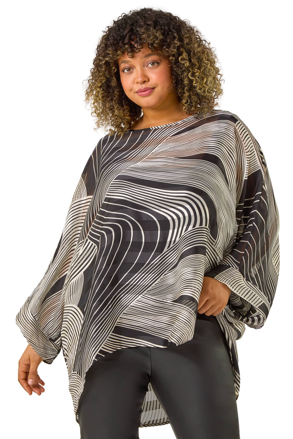 Curve Mono Wave Print Woven Top