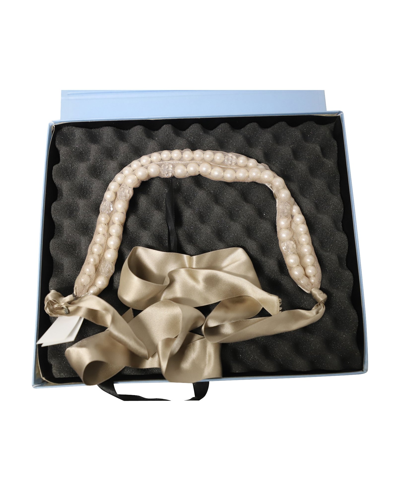 Lanvin Faux Pearls in Net Necklace in White Pearl