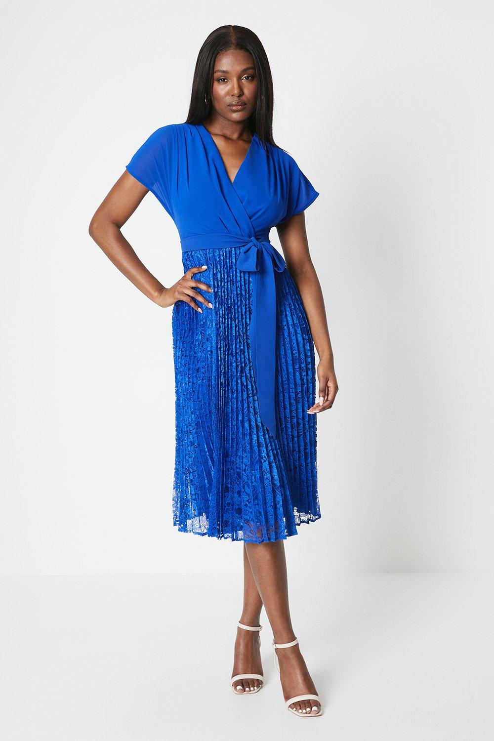 Wrap Top Dress With Lace Skirt