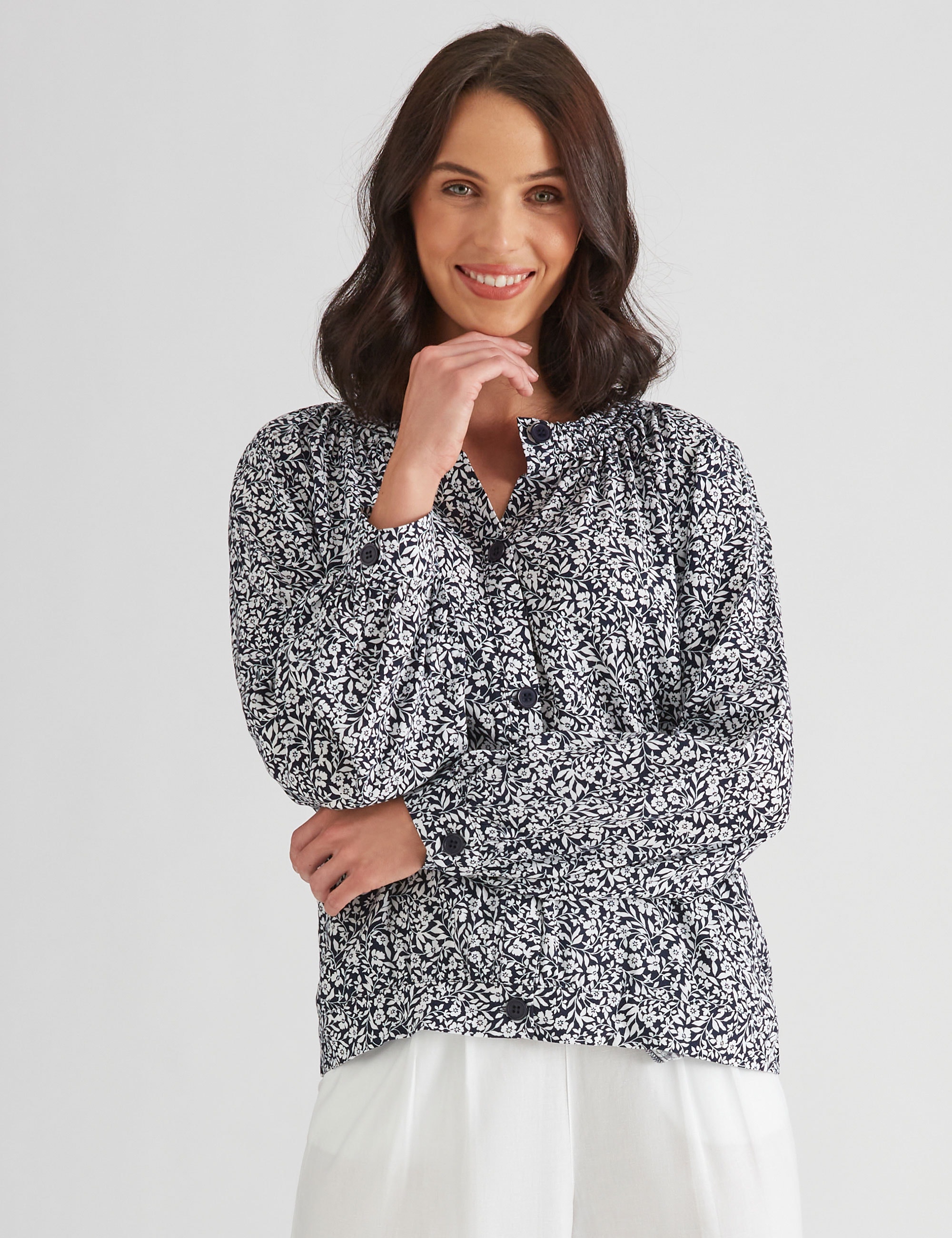 KATIES - Womens Jackets - Black White Ditzy Floral Print - Woven ...