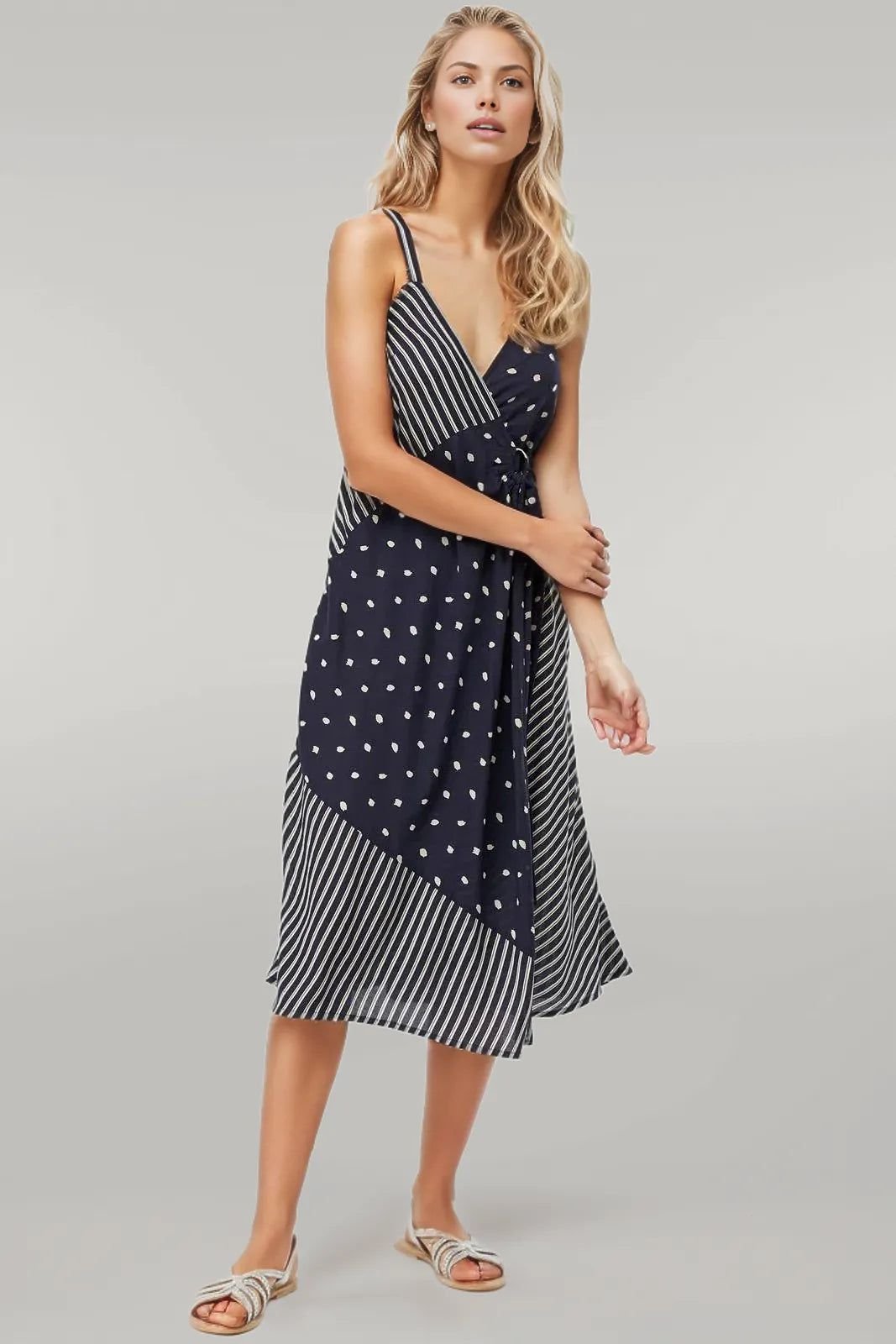 Navy Spot Wrap Dress