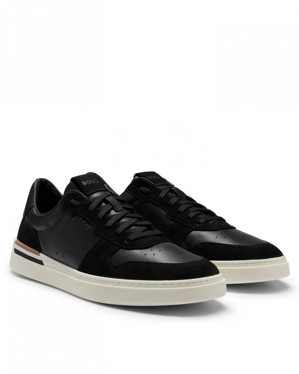 BOSS Orange Clint Mens Cupsole Lace-Up Trainers in Leather and Suede