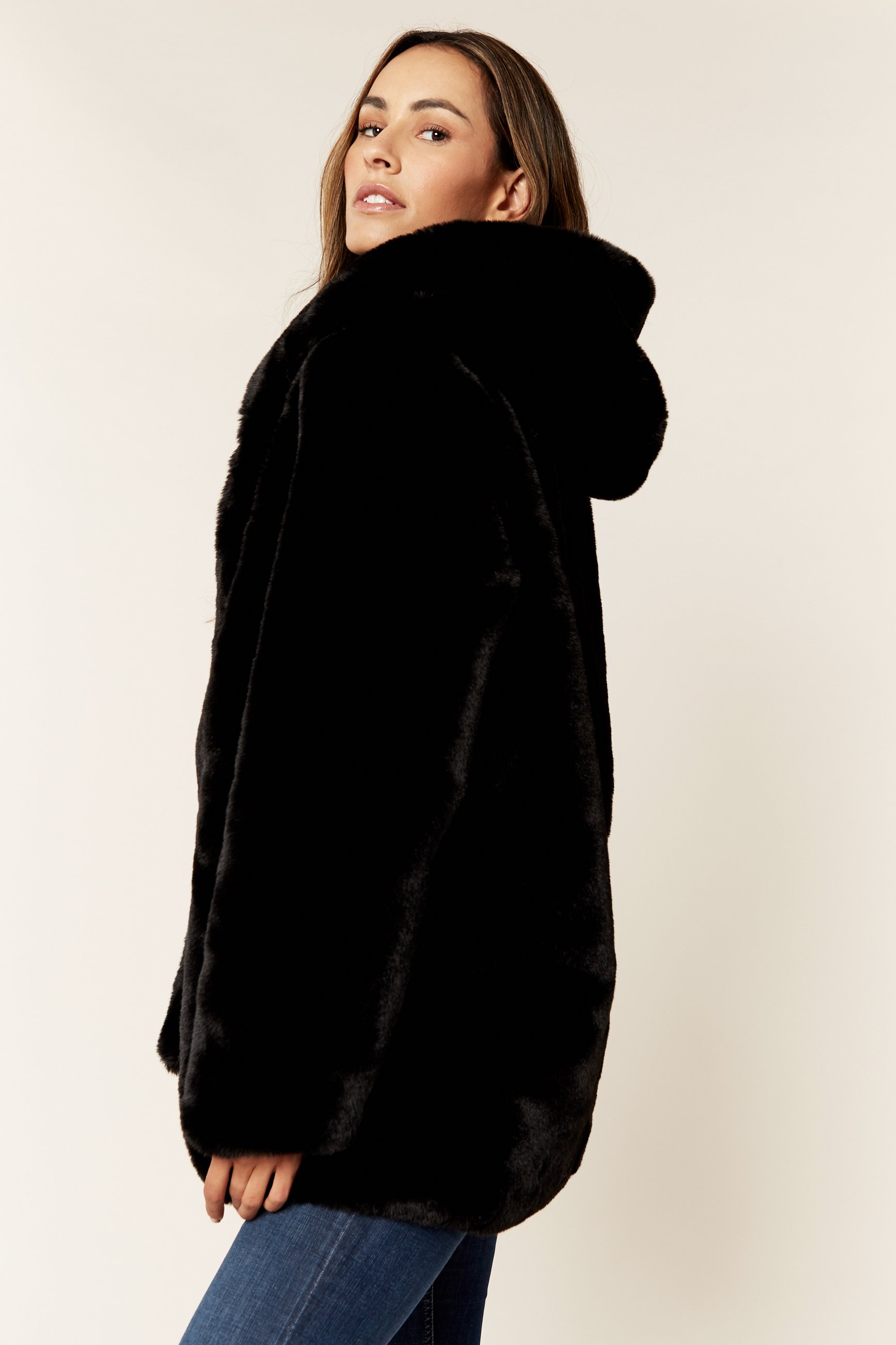 Hooded Faux Fur Jacket