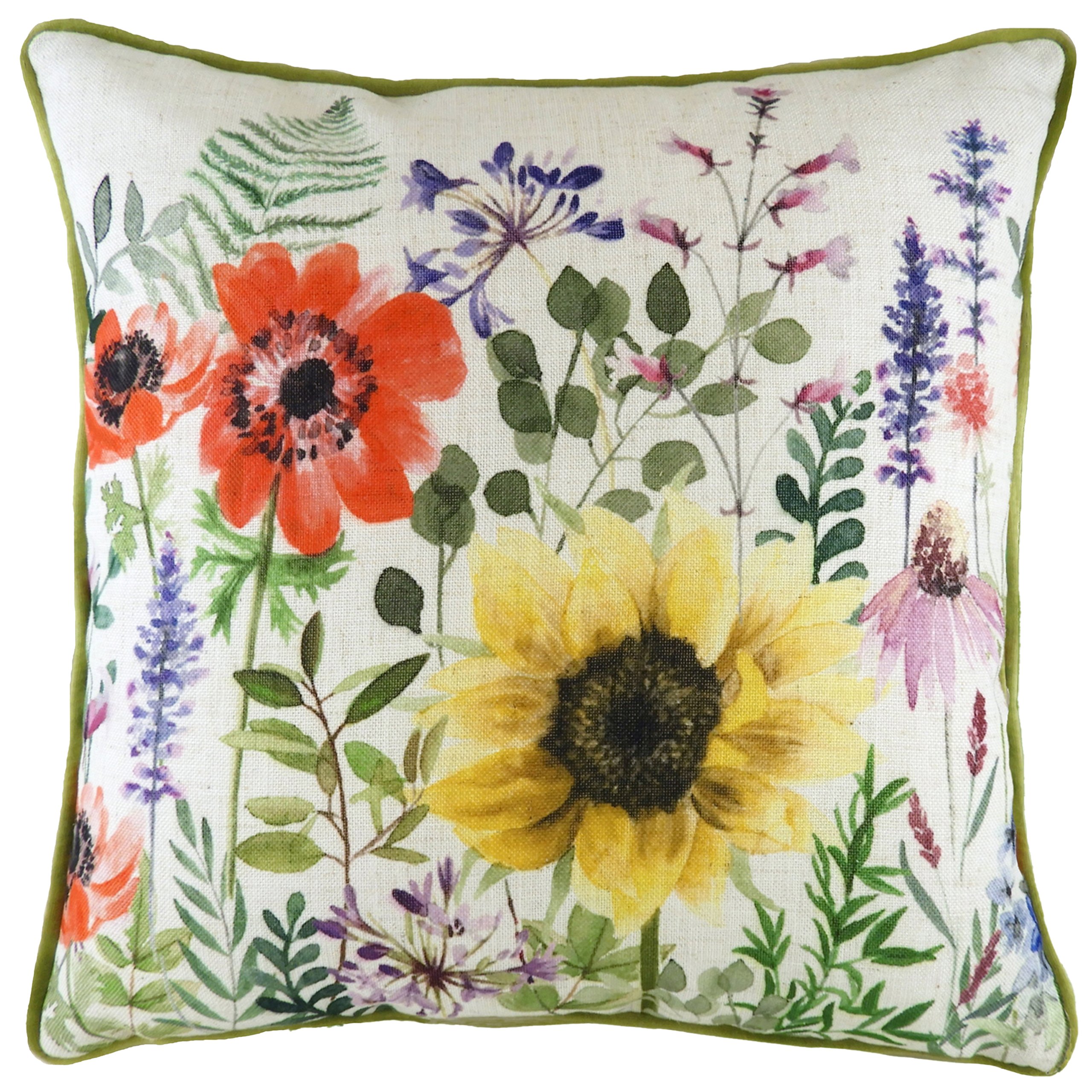 Evans Lichfield Wild Flowers Emma Floral Square Feather Filled Cushion