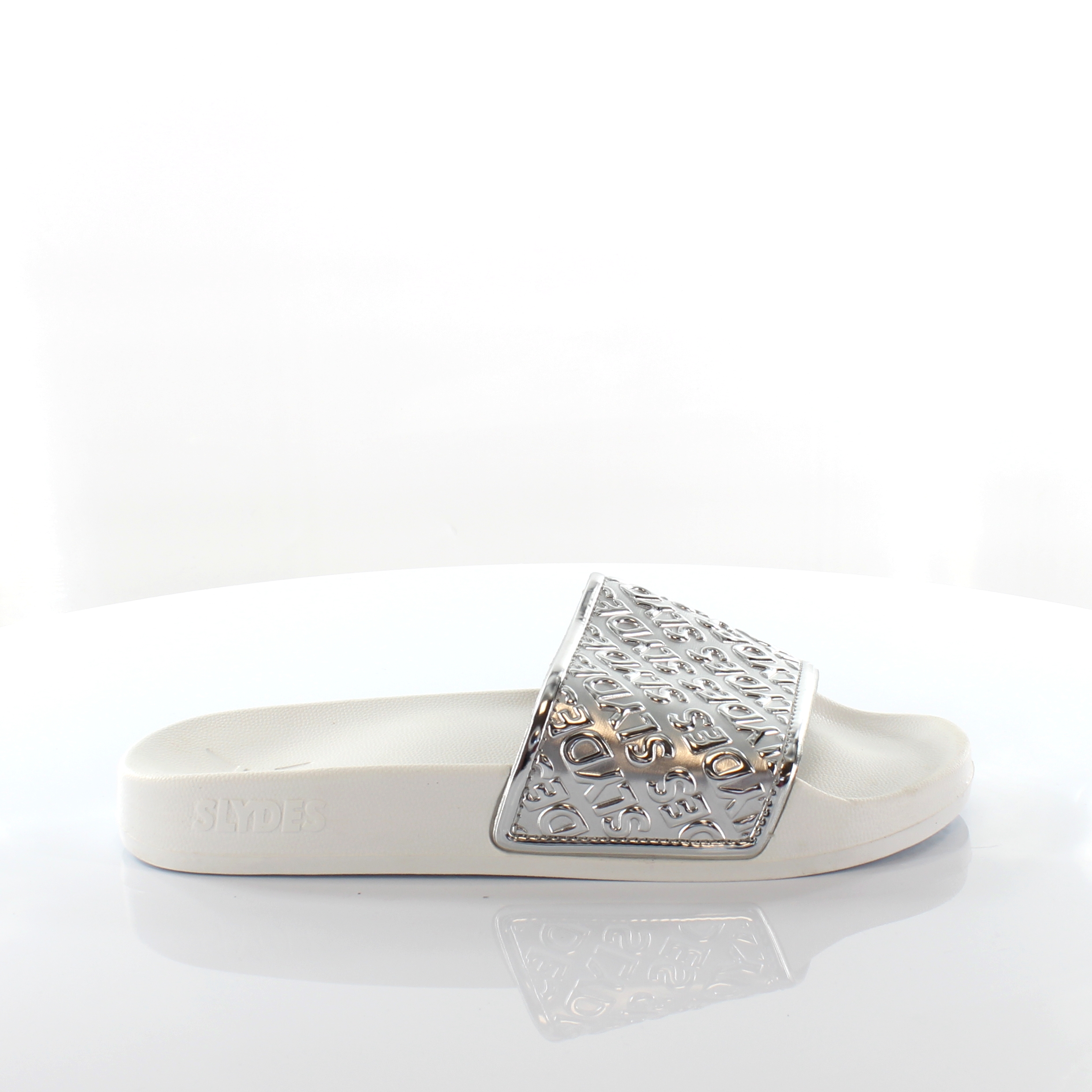 Slydes Sky Womens White/Silver Sliders