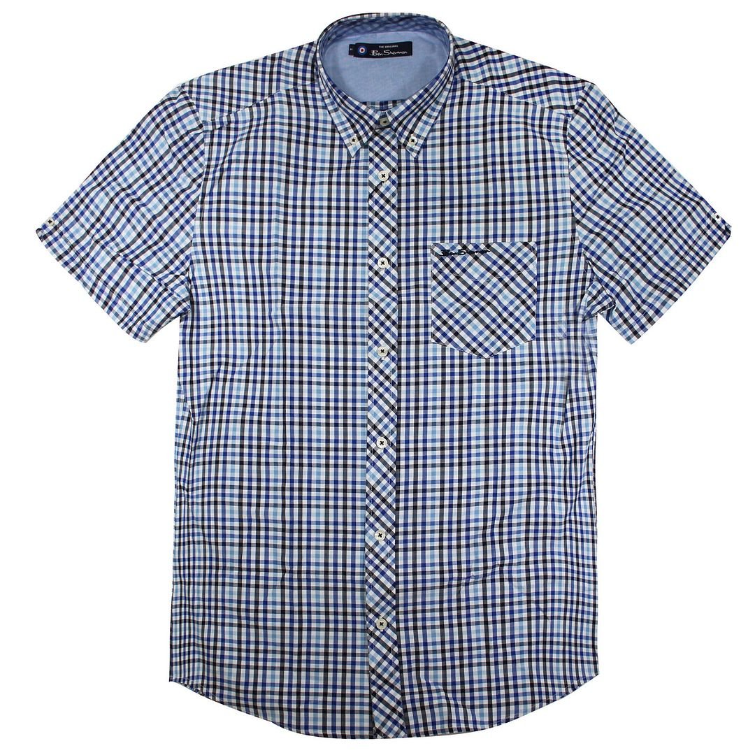 Ben Sherman Checkered Mens Blue Shirt