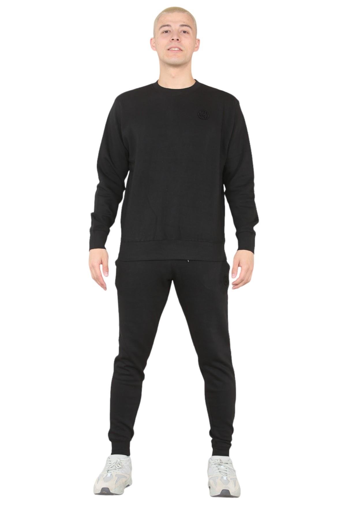 MYT Mens Crew Neck Embroidery Logo Tracksuit in Black