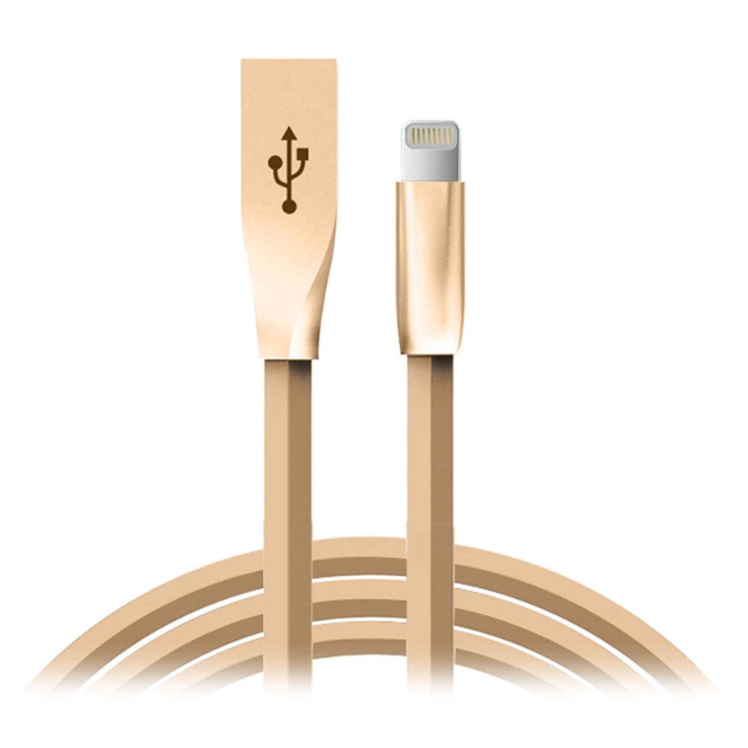 Aquarius Spring Zinc Alloy Lightning to USB Sync and Charge Cable - Gold