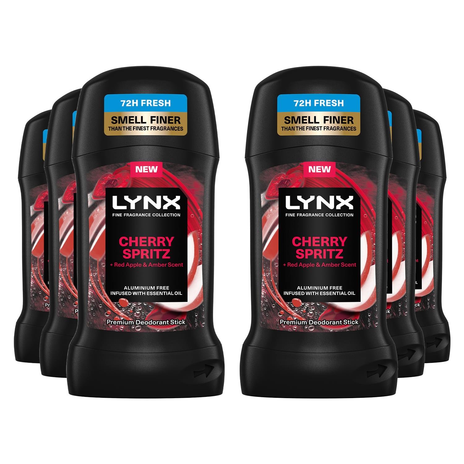 Lynx Deodorant Stick Cherry Spritz with 72Hrs Freshness 50ml, 6 Pack
