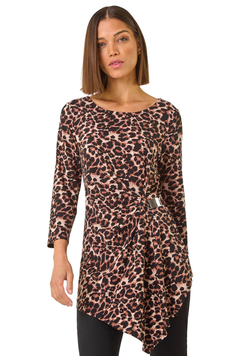 Animal Print Asymmetric Top