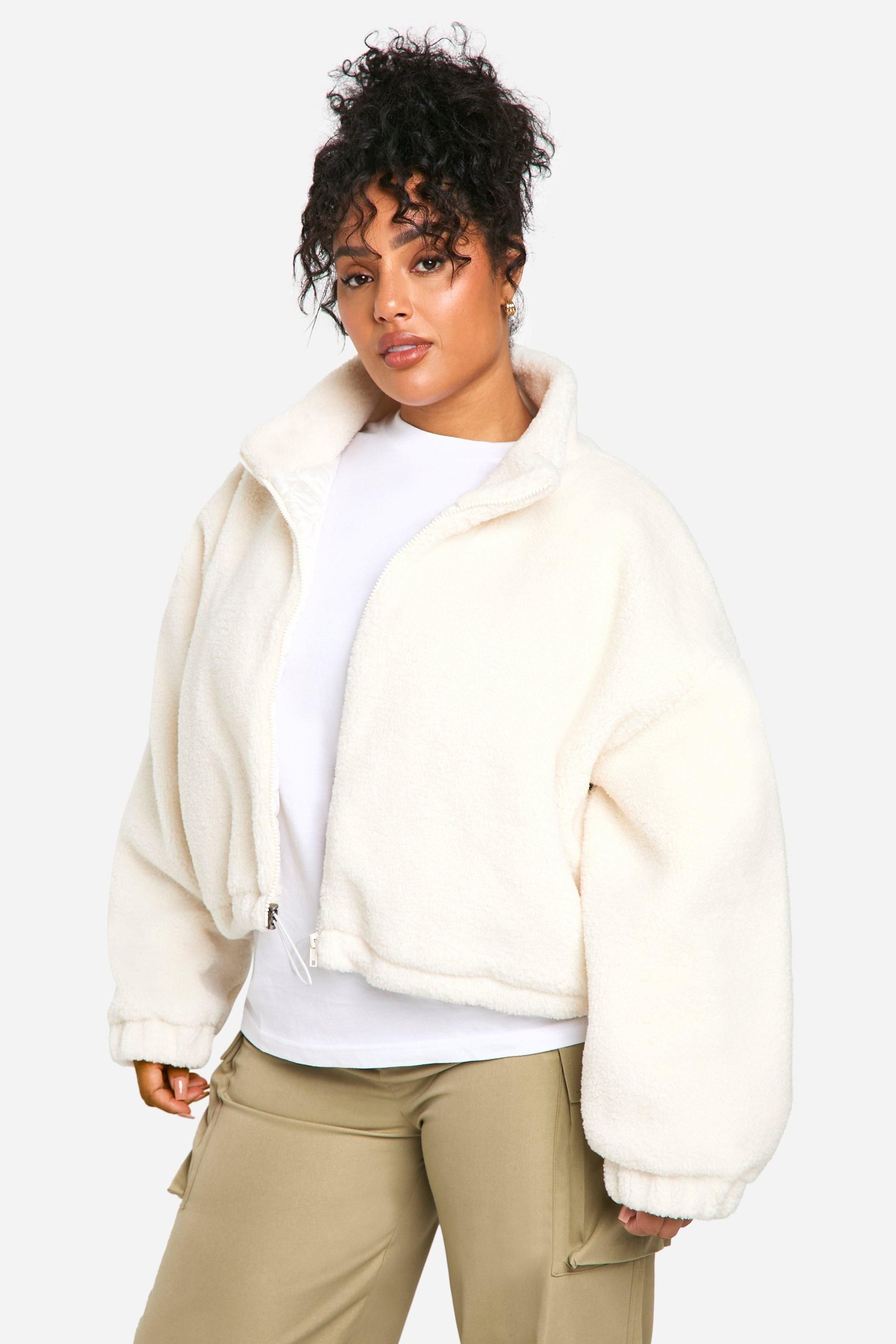 Plus Boxy Teddy Bomber Jacket
