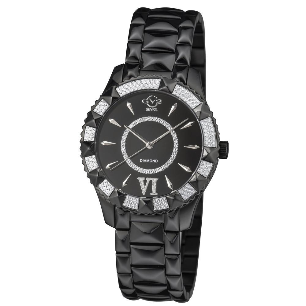GV2 Venice Women's Black Dial IP Black Stainless Steel Watch