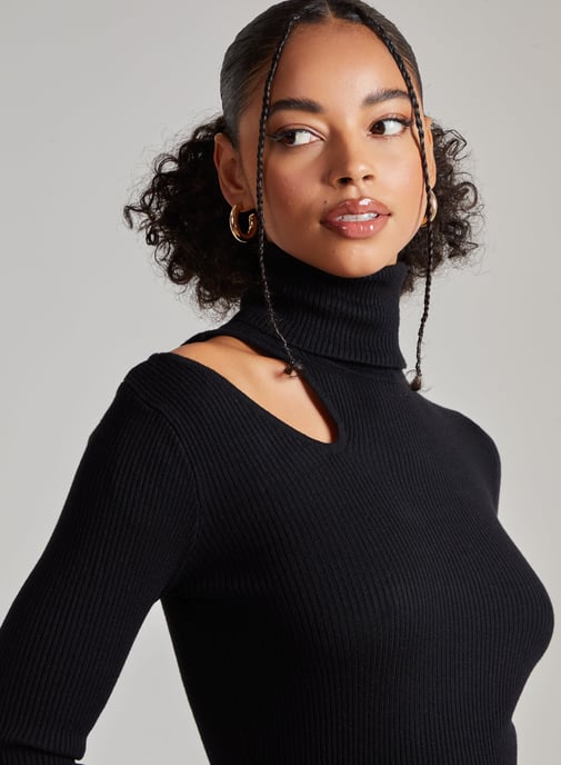 Knit Cut Out Turtle Neck Top